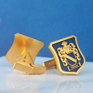 Personalized Family Crest Cufflinks,gold Custom Coat of Arms Cuff Links ...
