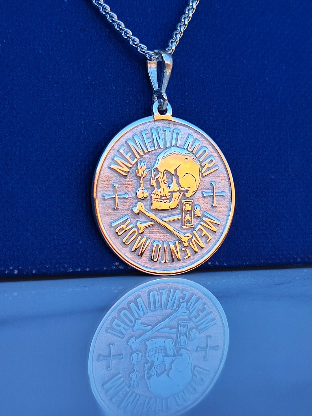 Real 925k Solid Silver Memento Mori Necklace Personalized Memento Mori ...