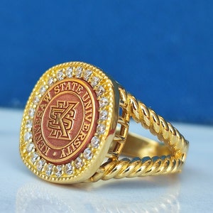 14K Gold University Ring for Women With Birthstones, Perfect Graduation ...