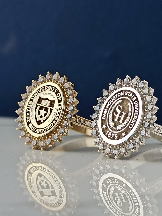 Oval Ring College Ring Gold Ring Solid Ring Class Ring | Etsy