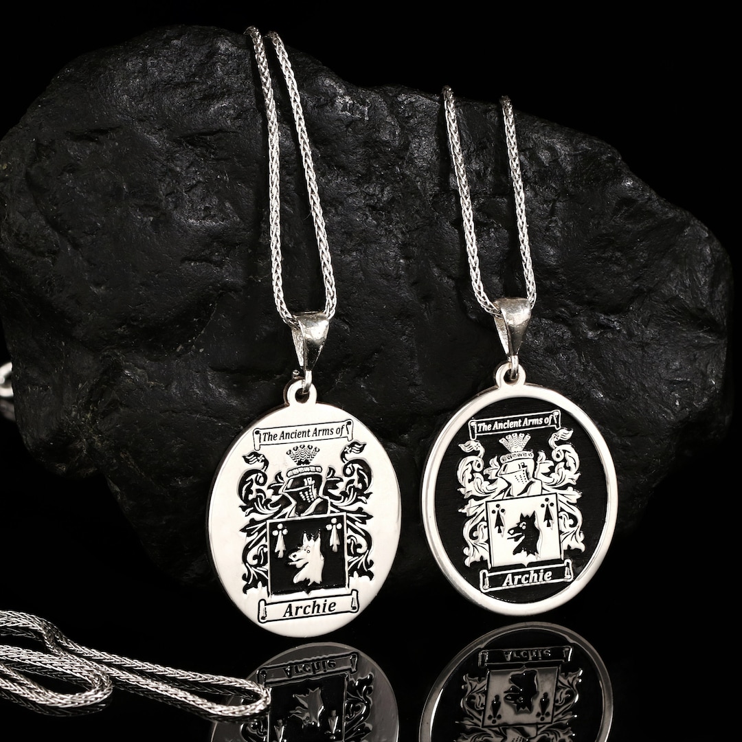 Custom Family Crest Necklace, Family Crest Necklace, Engraved Family ...