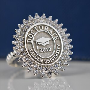 College Class Ring , Sterling Silver Class Ring, University Ring ...