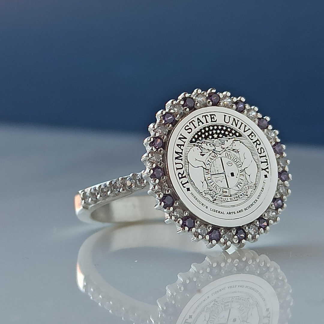 Sterling Silver Graduation Ring, Personalized University Crest ...