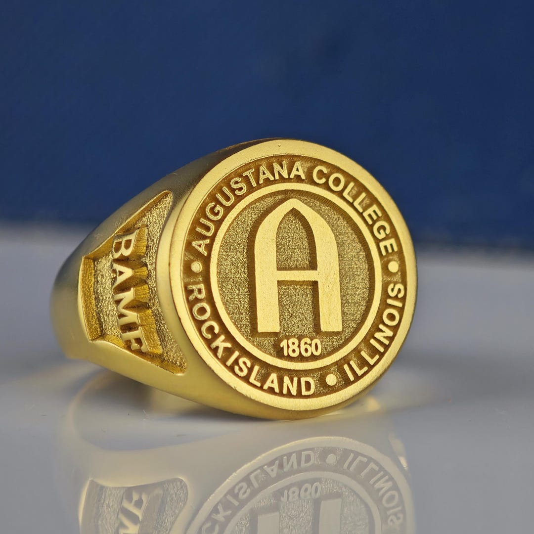 Gold College Ring, University Ring, Personalized Ring, Class Ring ...
