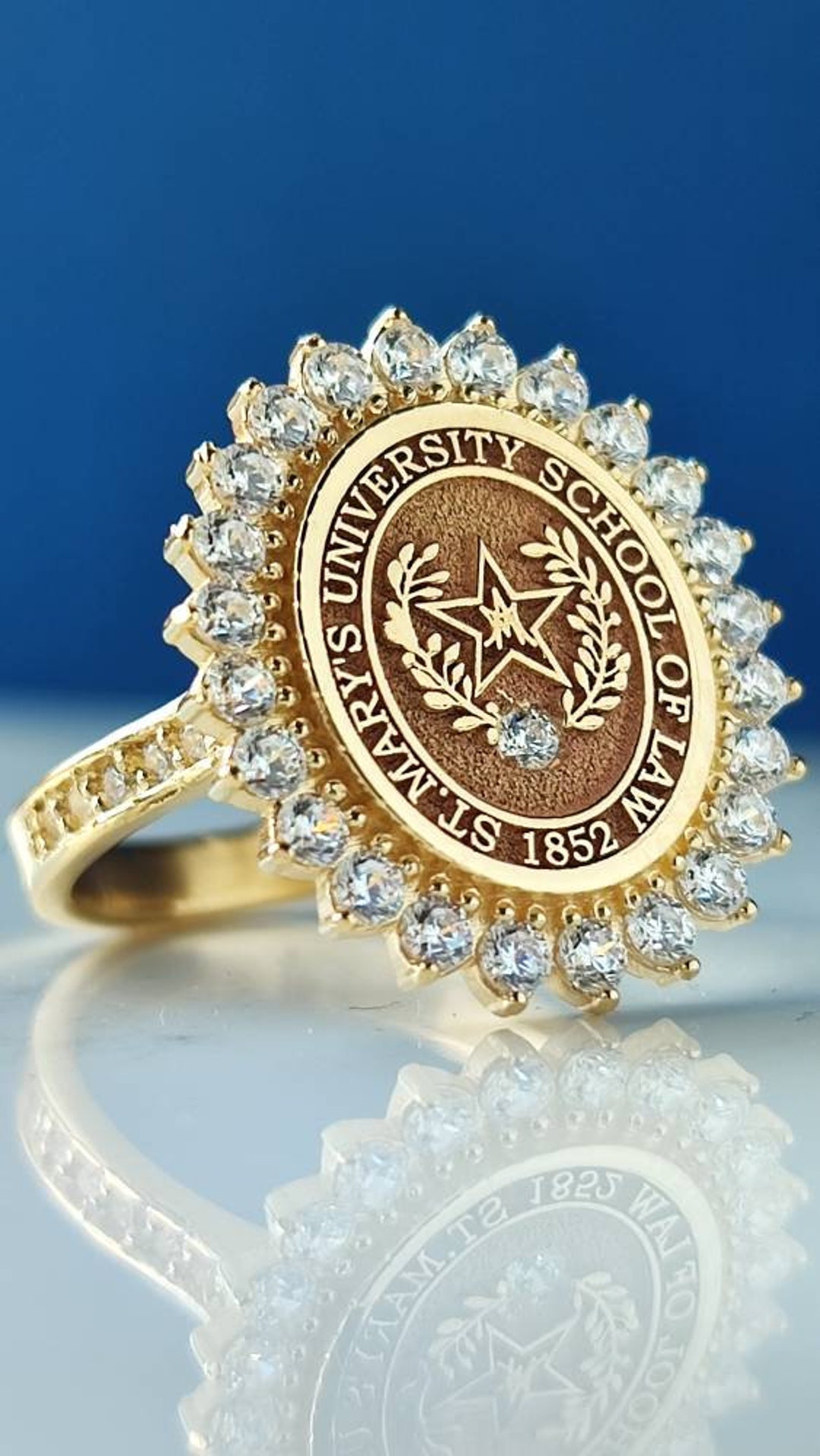 Colege Ring , 14K Ring , Personalized Jewelry .solid Gold, Personalized ...