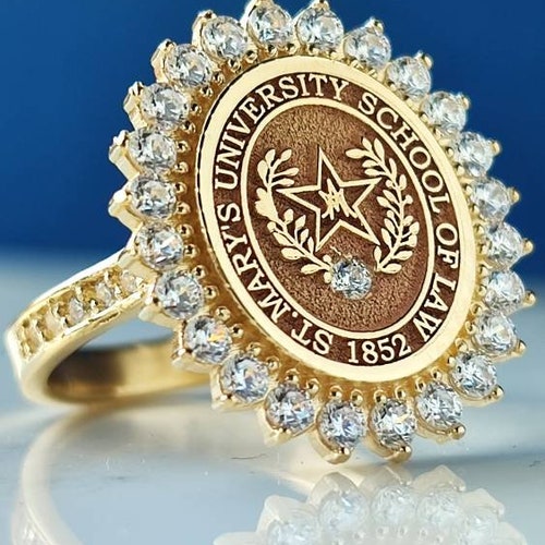 Colege Ring 14K Ring Personalized Jewelry .solid Gold - Etsy