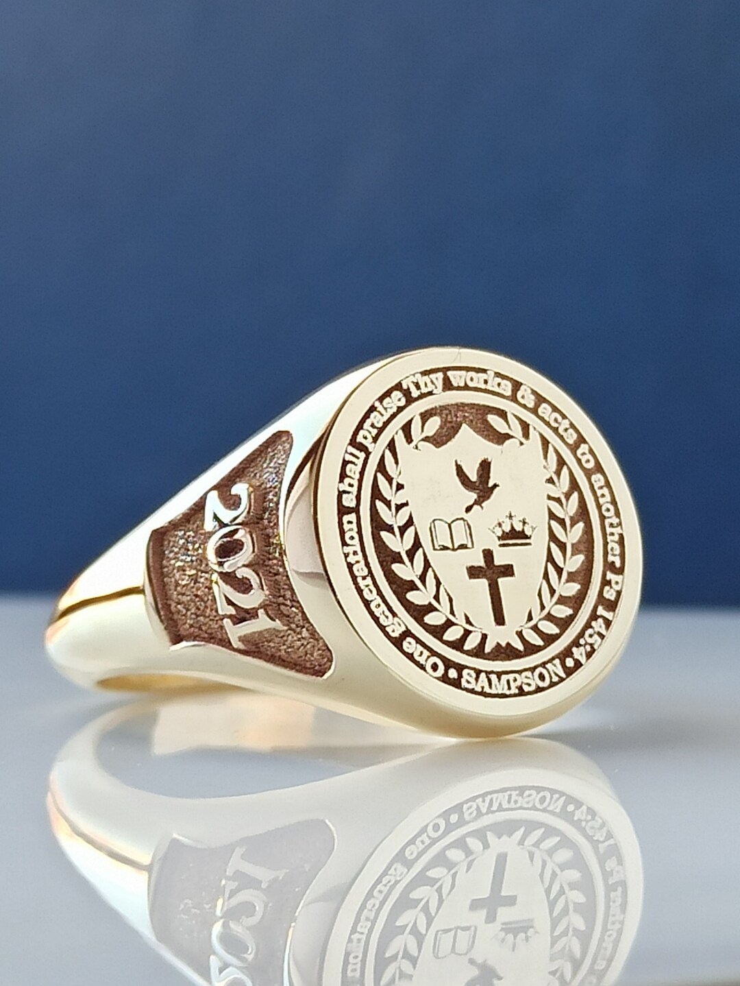 Gold Family Crest Signet Ring, Family Rings, Gold Signet Ring, Coat of ...