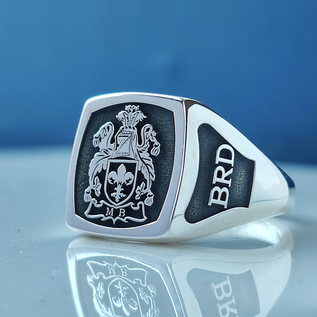 Handmade Crest Ring - Custom Coat of Arms Family Jewelry in 925 Silver ...