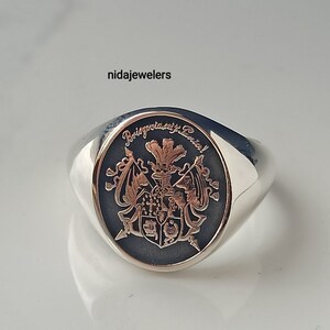 Personalized Sterling Silver Family Crest Signet Ring, Graduation Gift ...