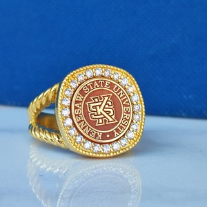 14K Gold University Ring for Women With Birthstones, Perfect Graduation ...