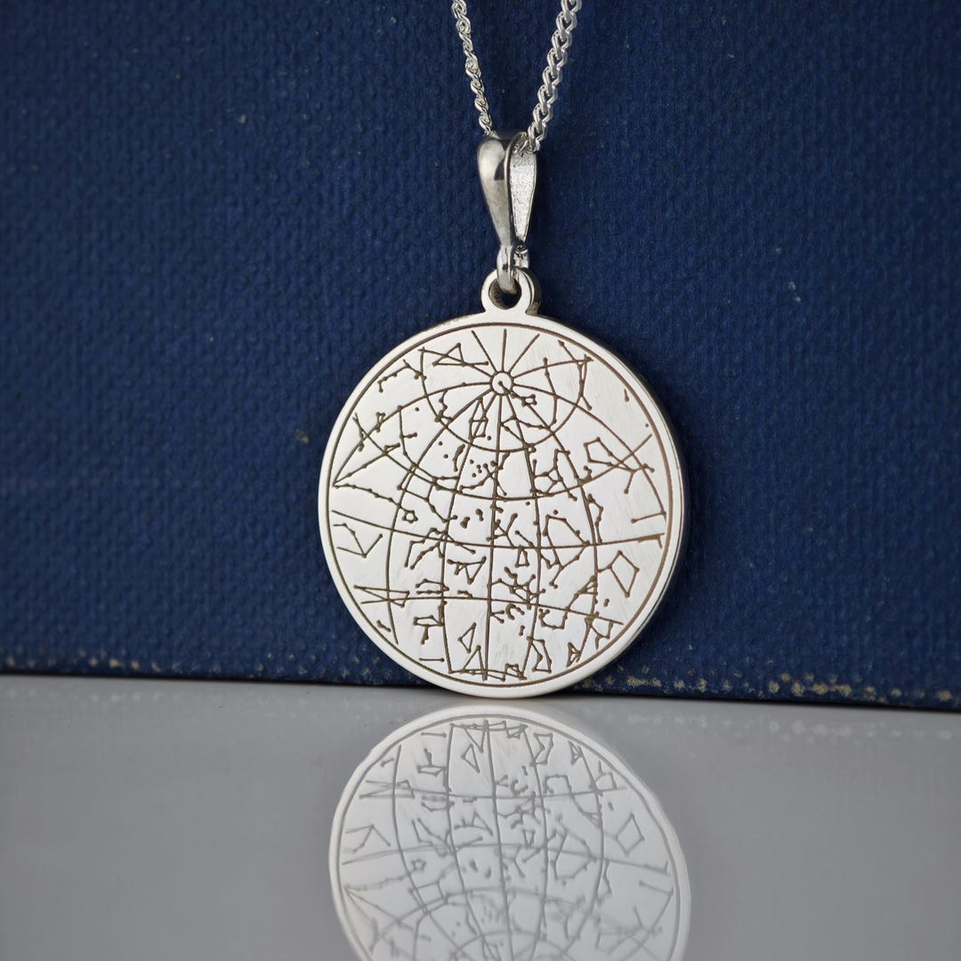 Personalized Silver Star Map Necklace, Custom Astronomy Pendant ...