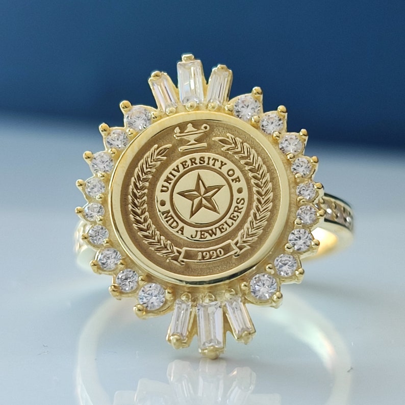 Custom 14K Gold College Ring, Graduation Gift - Etsy