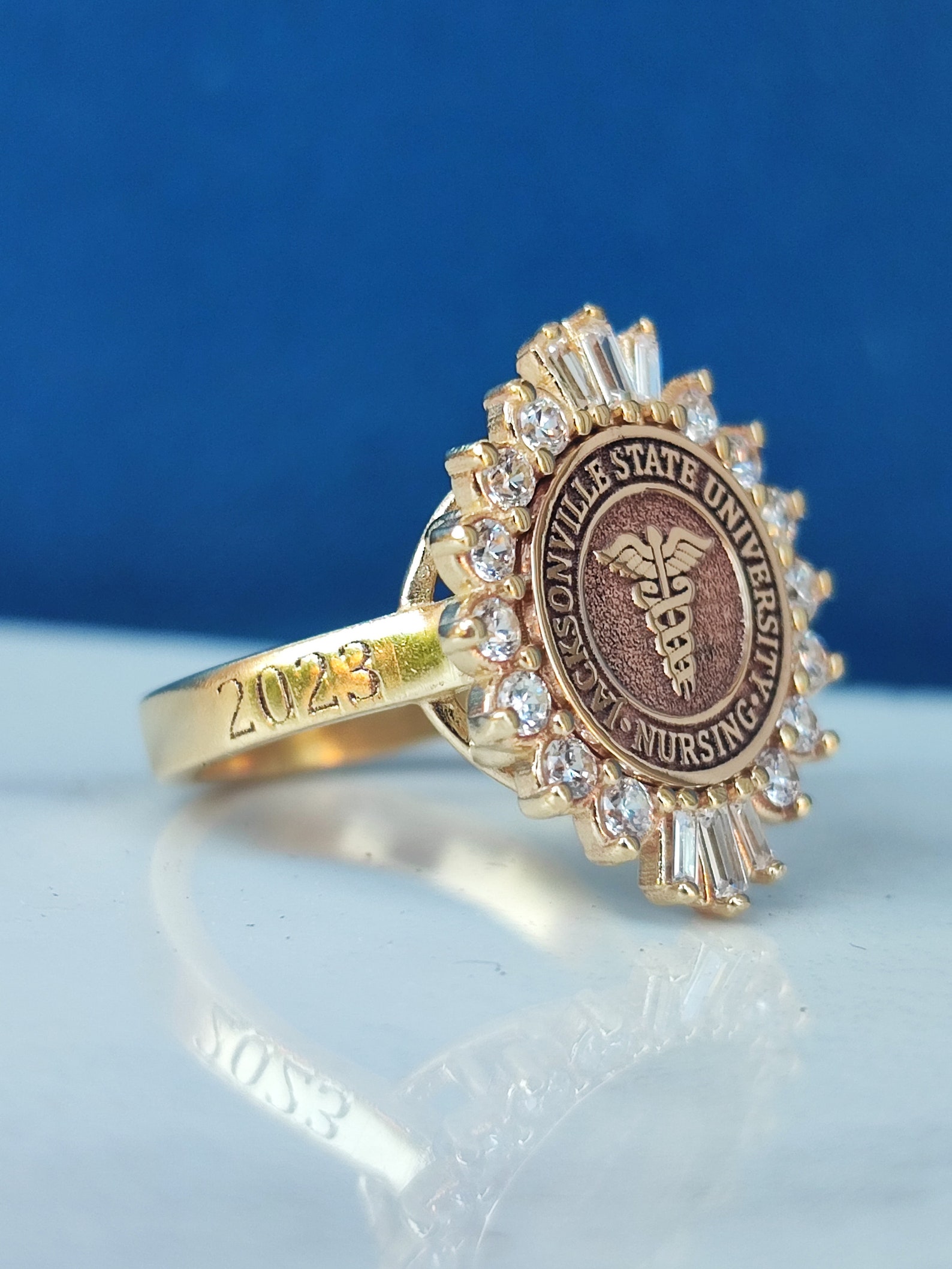 Custom Nursing Class Ring for Women – Gold Graduation Ring With CZ and ...