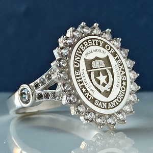Sterling Silver University Ring, Oval College Ring, Graduation Gift - Etsy