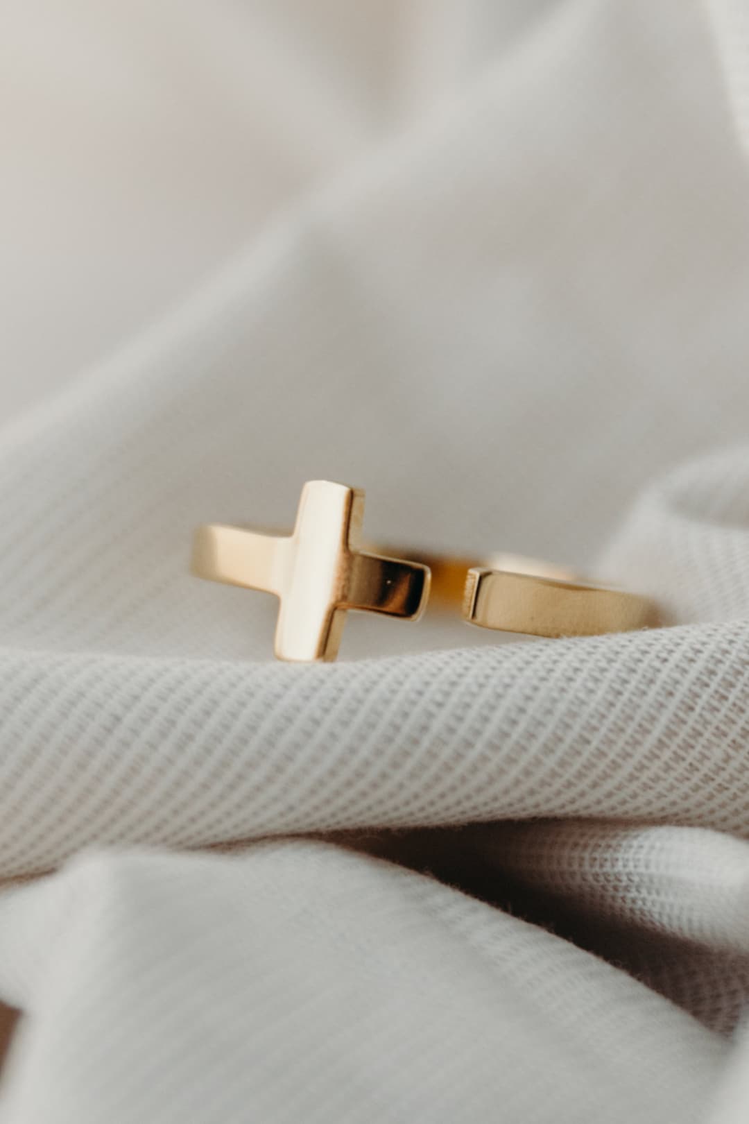 Cross Ring, Gold, 18k Gold Plated, Silver, Stainless Steel ...