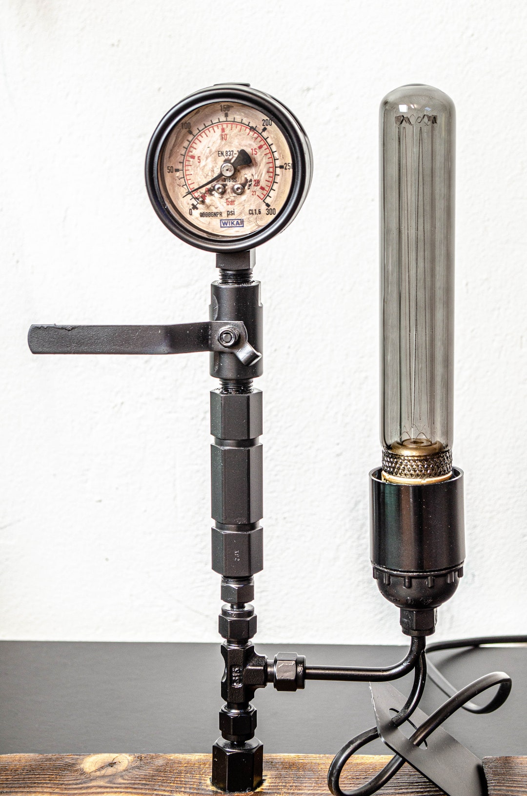Rustic Industrial Pipe Style Lamp With Ball Valve and Pressure - Etsy
