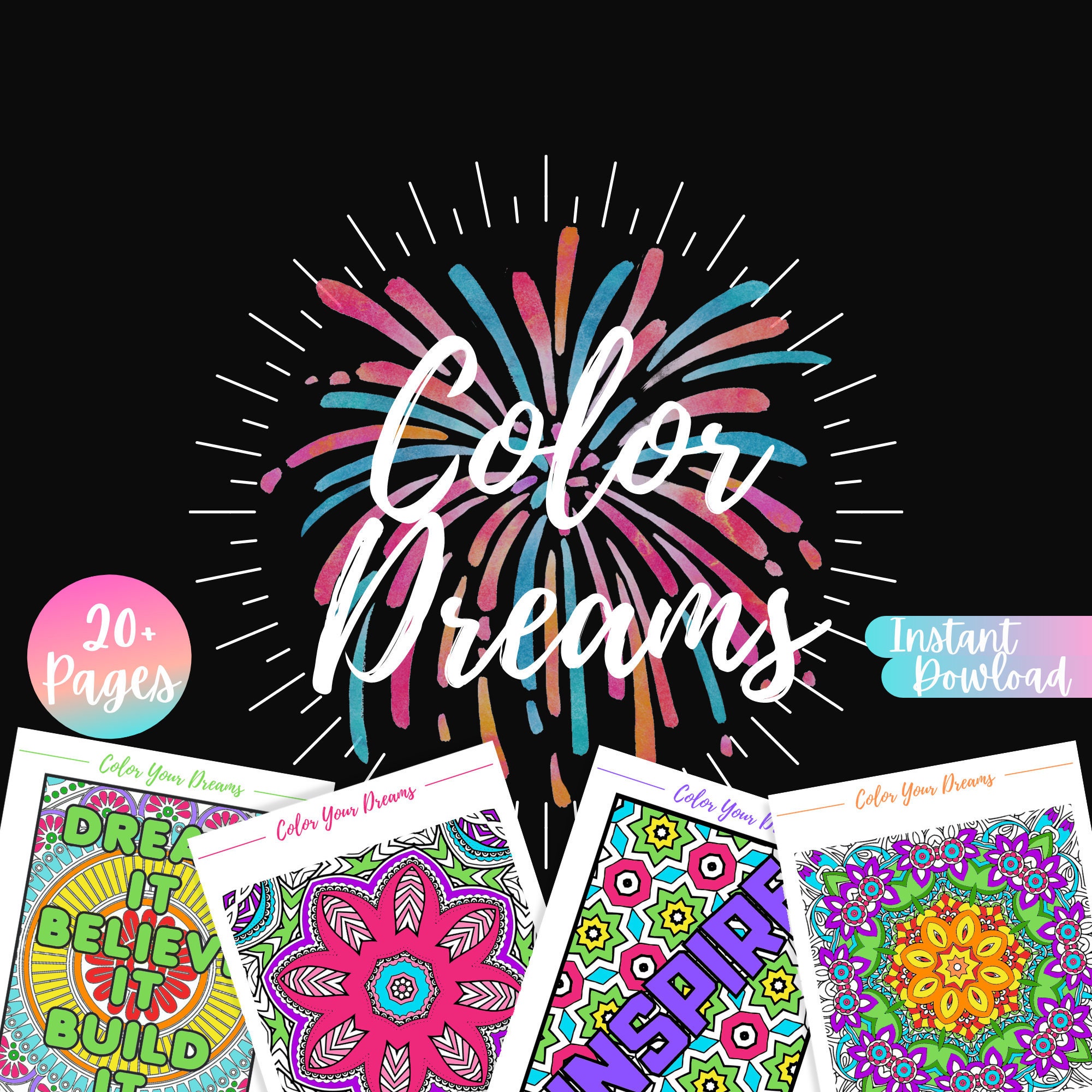 Inspirational Quotes Coloring Book Pages - Color Your Dreams/digital ...