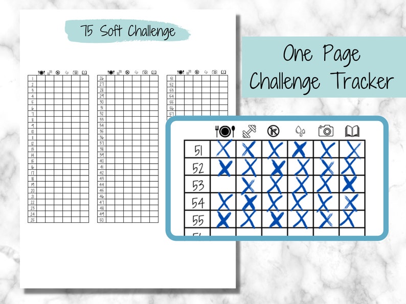 75 Soft Challenge Tracker Printable Habit Tracker BUNDLE - Etsy