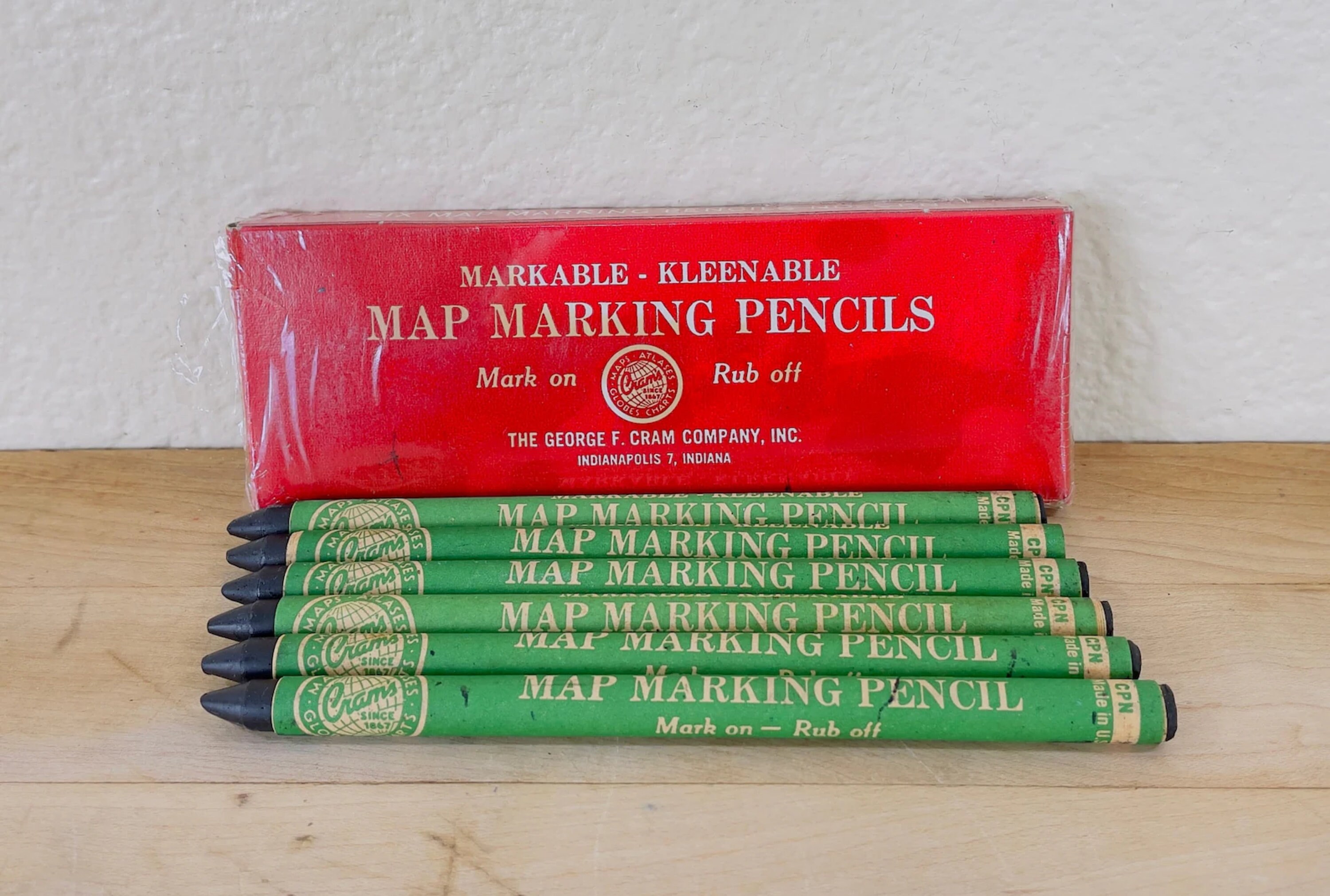 Black Grease Pencils, Map Marking Pencils by the George F. Cram Company ...