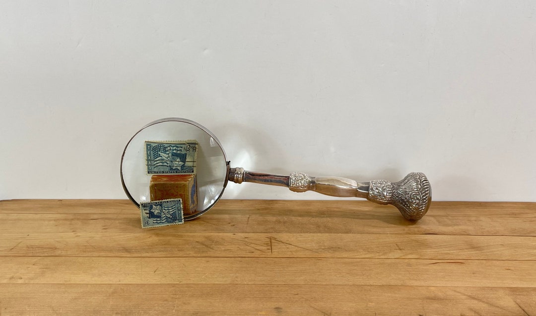 Large and Heavy Silver Plate Magnifying Glass, Decorative / Ornate ...