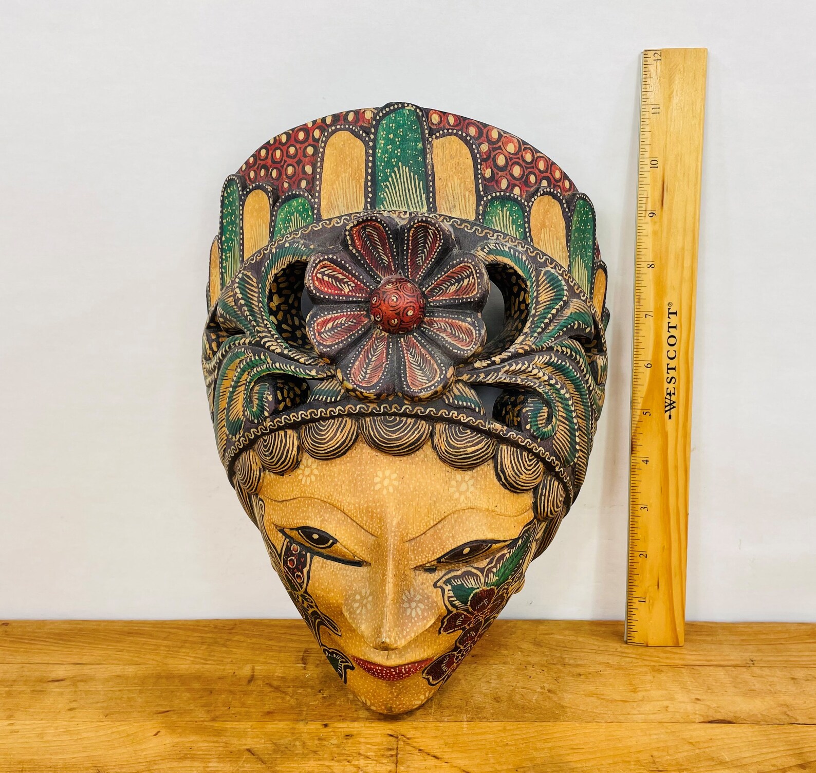 Indonesian Javanese Batik Wood Mask - Etsy