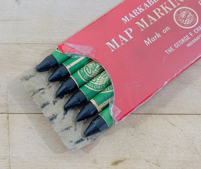 Black Grease Pencils, Map Marking Pencils by the George F. Cram Company ...