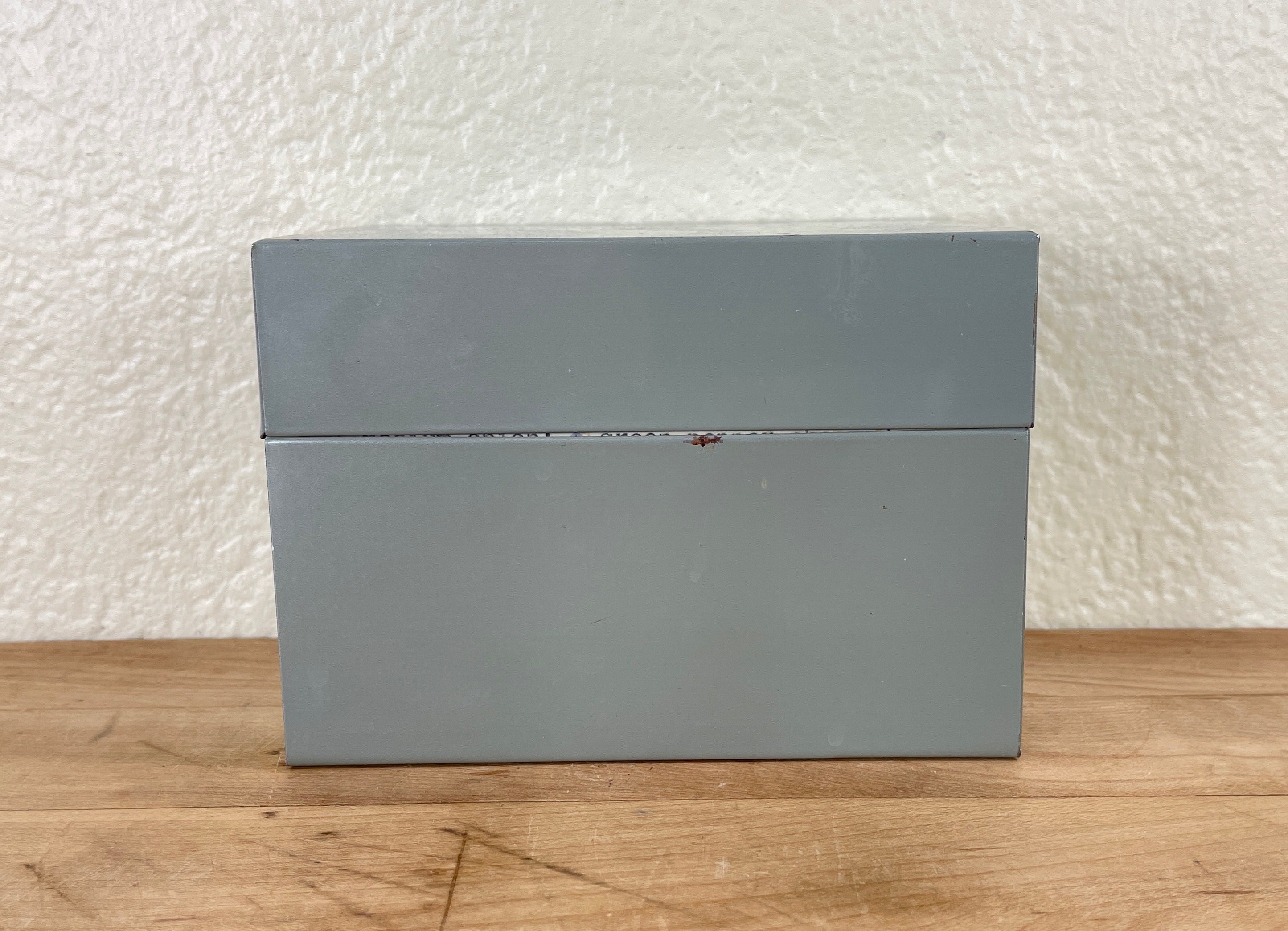 Metal Index Card Box by Ohio Art Co, Gray Hinged Top 3x 5 Index/recipe ...