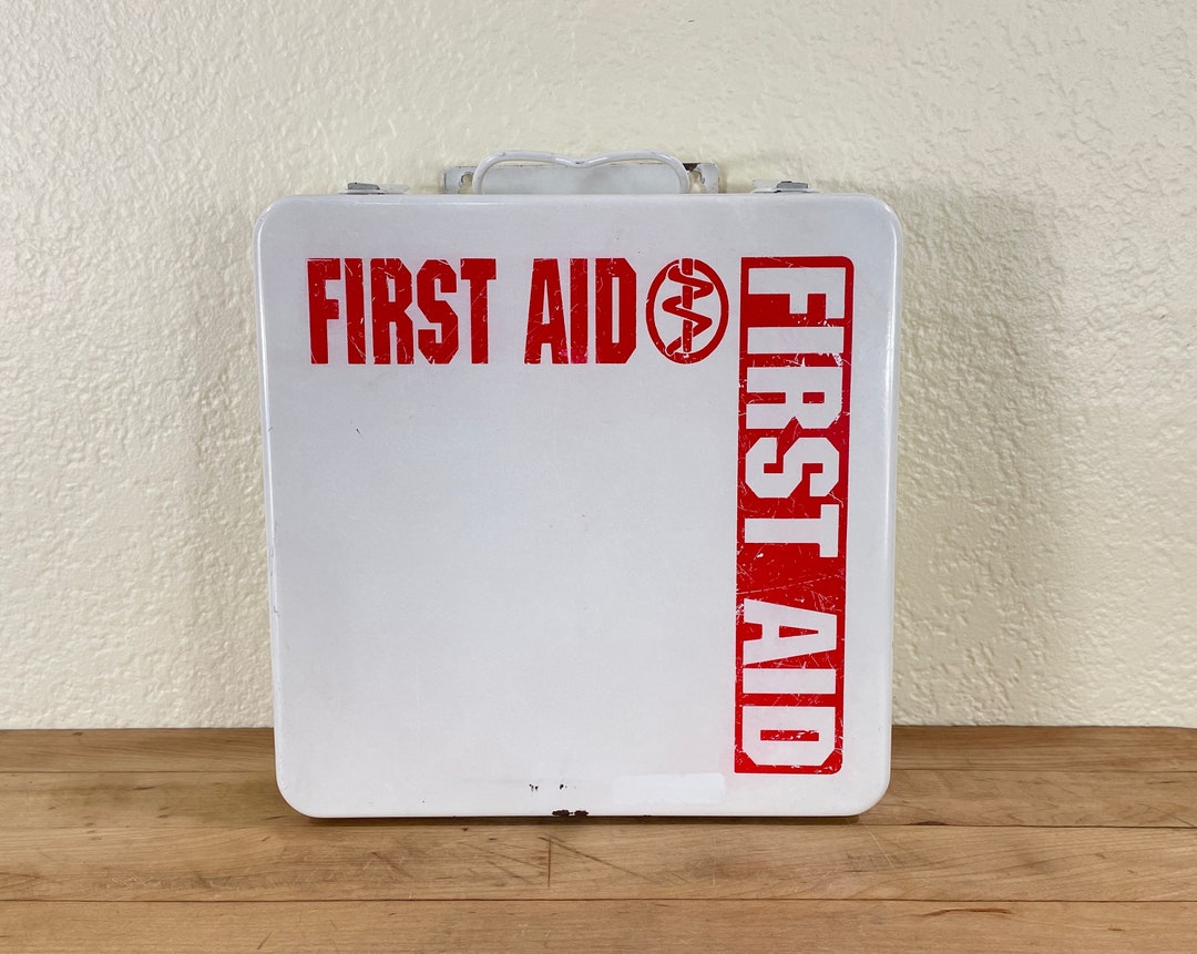 Metal First Aid Box empty With Tab for a Wall Mount and Handle, White ...