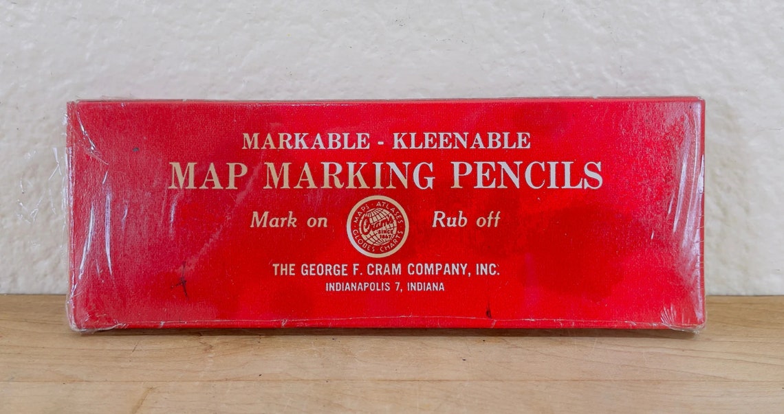 Black Grease Pencils, Map Marking Pencils by the George F. Cram Company ...