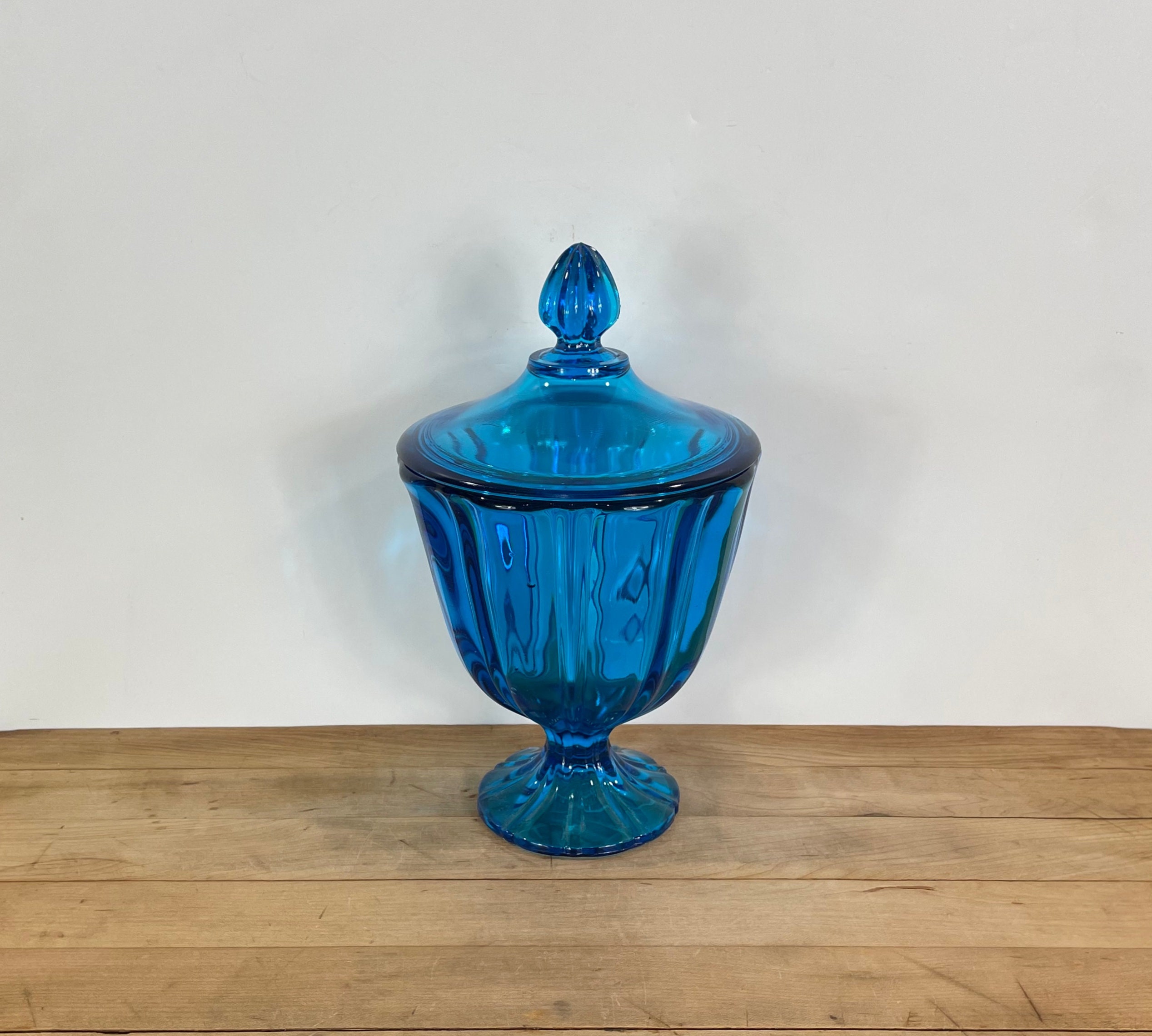 Blue Glass Candy Dish by Smith Glass Simplicity Peacock Blue - Etsy