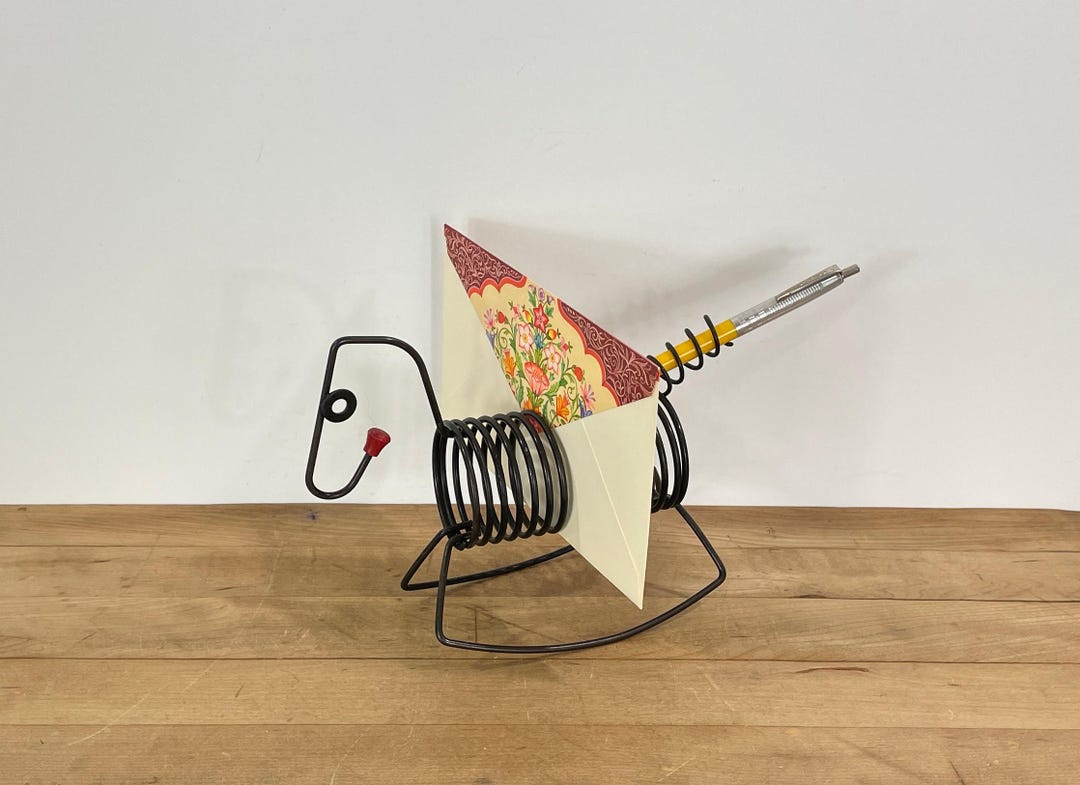 Coil / Spring Rocking Horse Desk Organizer, Vintage Envelope and Pen ...