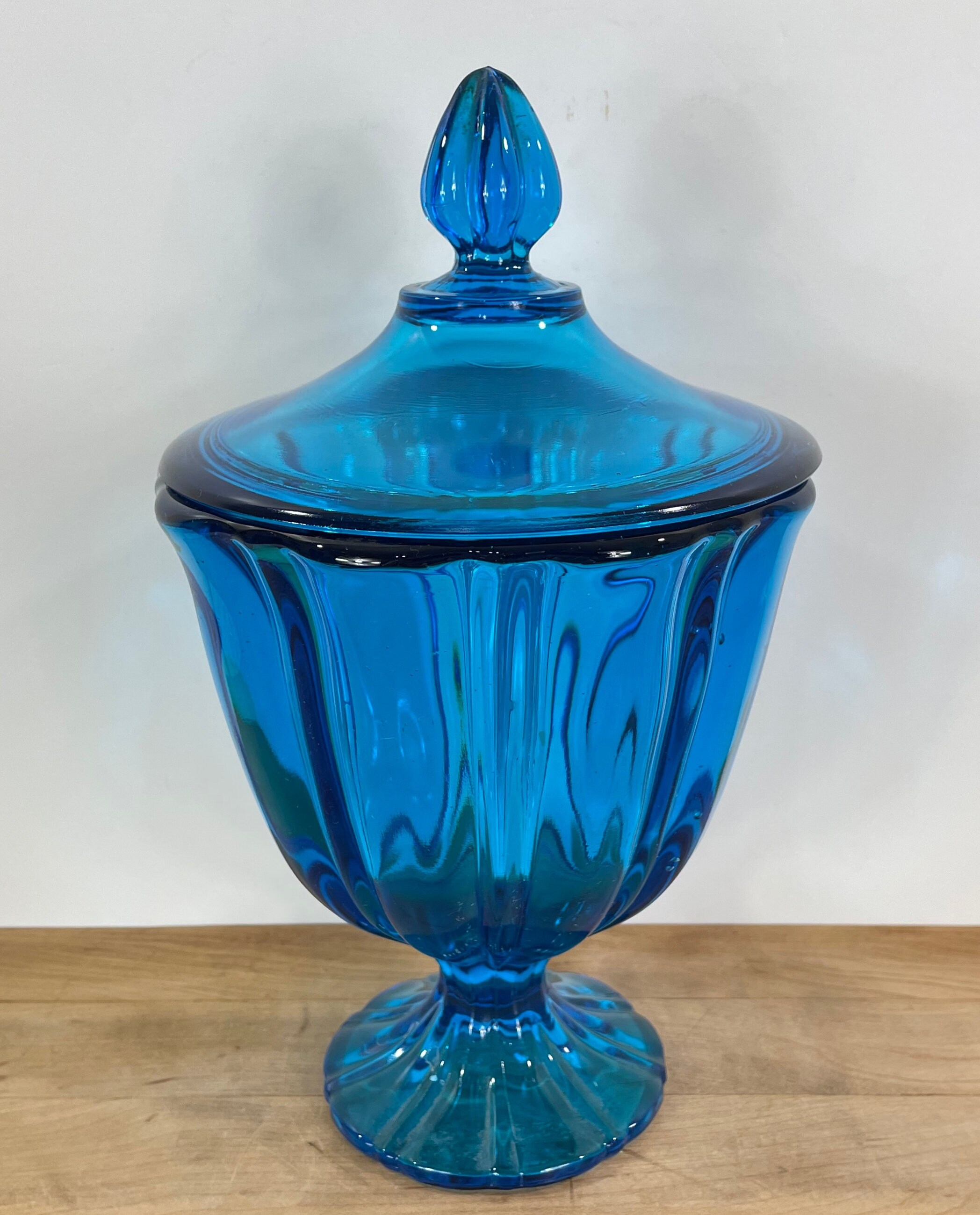 Blue Glass Candy Dish by Smith Glass Simplicity Peacock Blue - Etsy