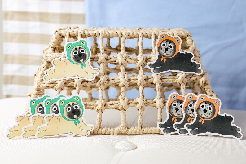 Pug in Frog Hat Sticker - Etsy