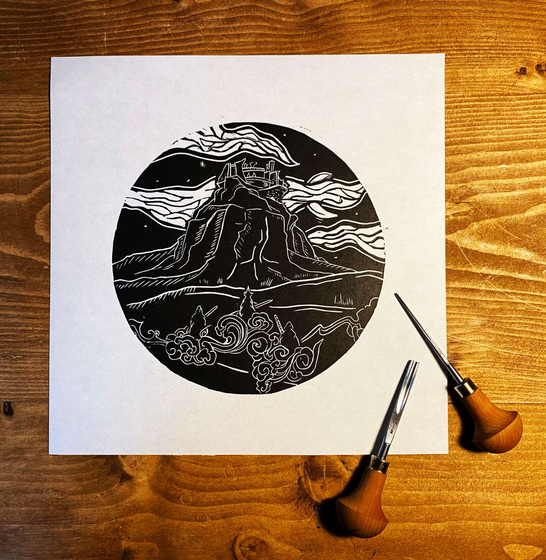 Lord of the Rings Lino Cut Print Weathertop Scene J.R.R. Tolkien - Etsy ...