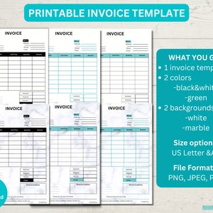 Printable Invoice Template, Online Editable Invoice, Business Custom ...