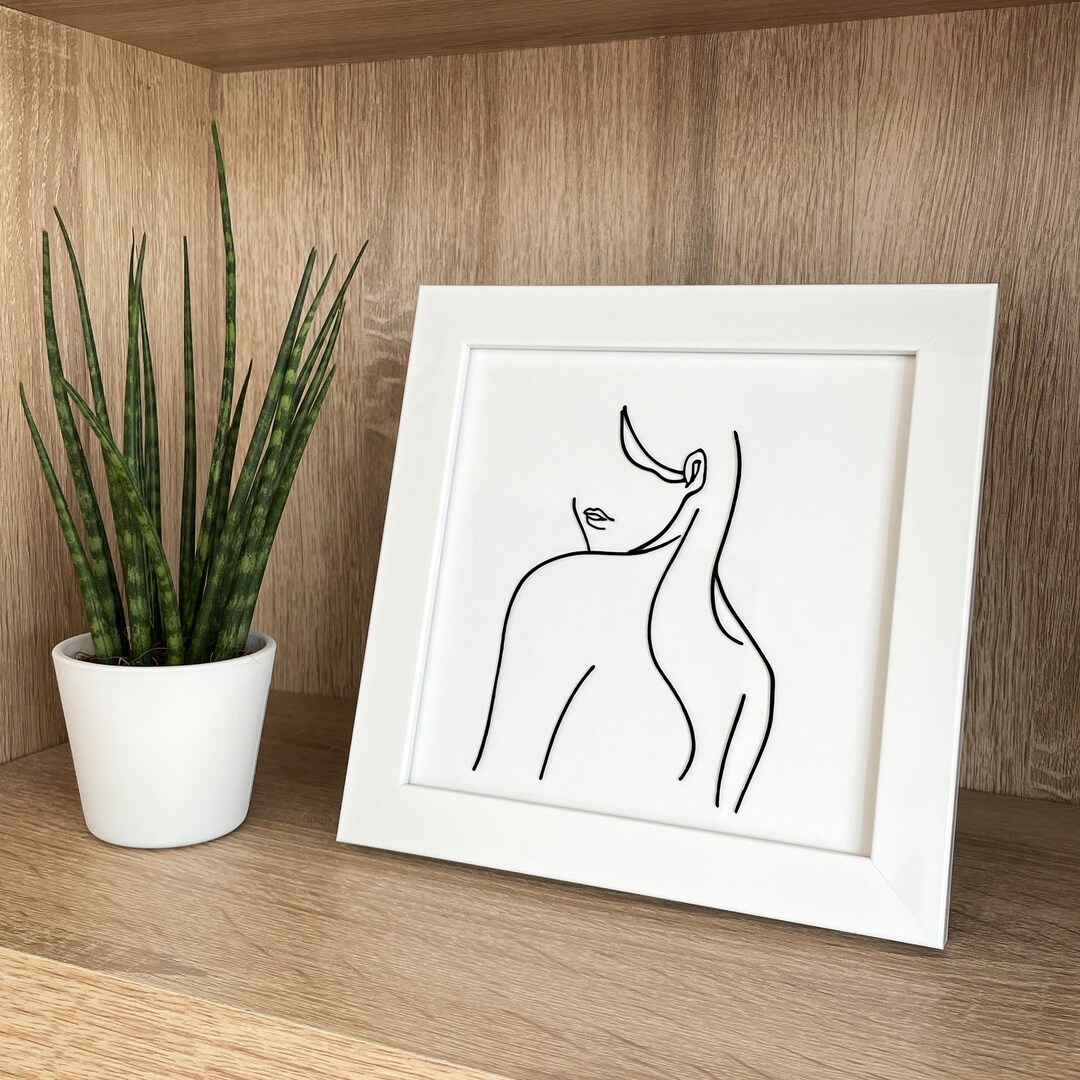 Framed Stained-glass Female Line Art: Hand-crafted Drawing of - Etsy