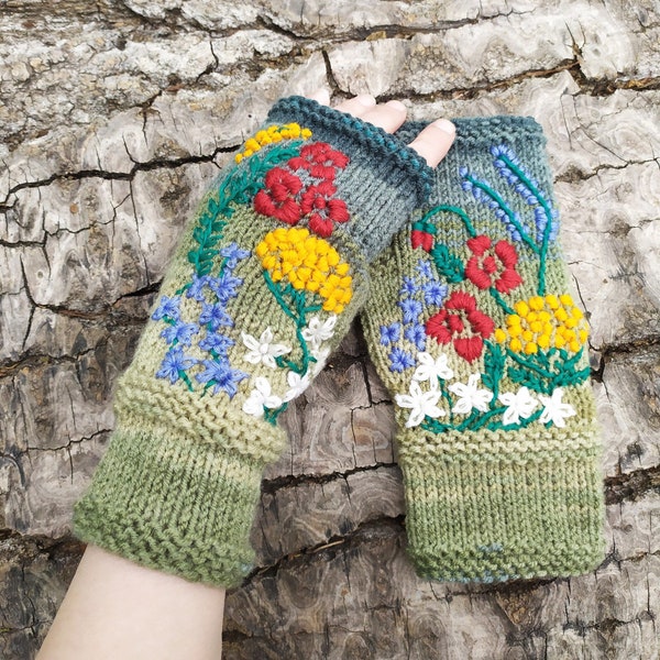 Embroidered Mittens - Etsy