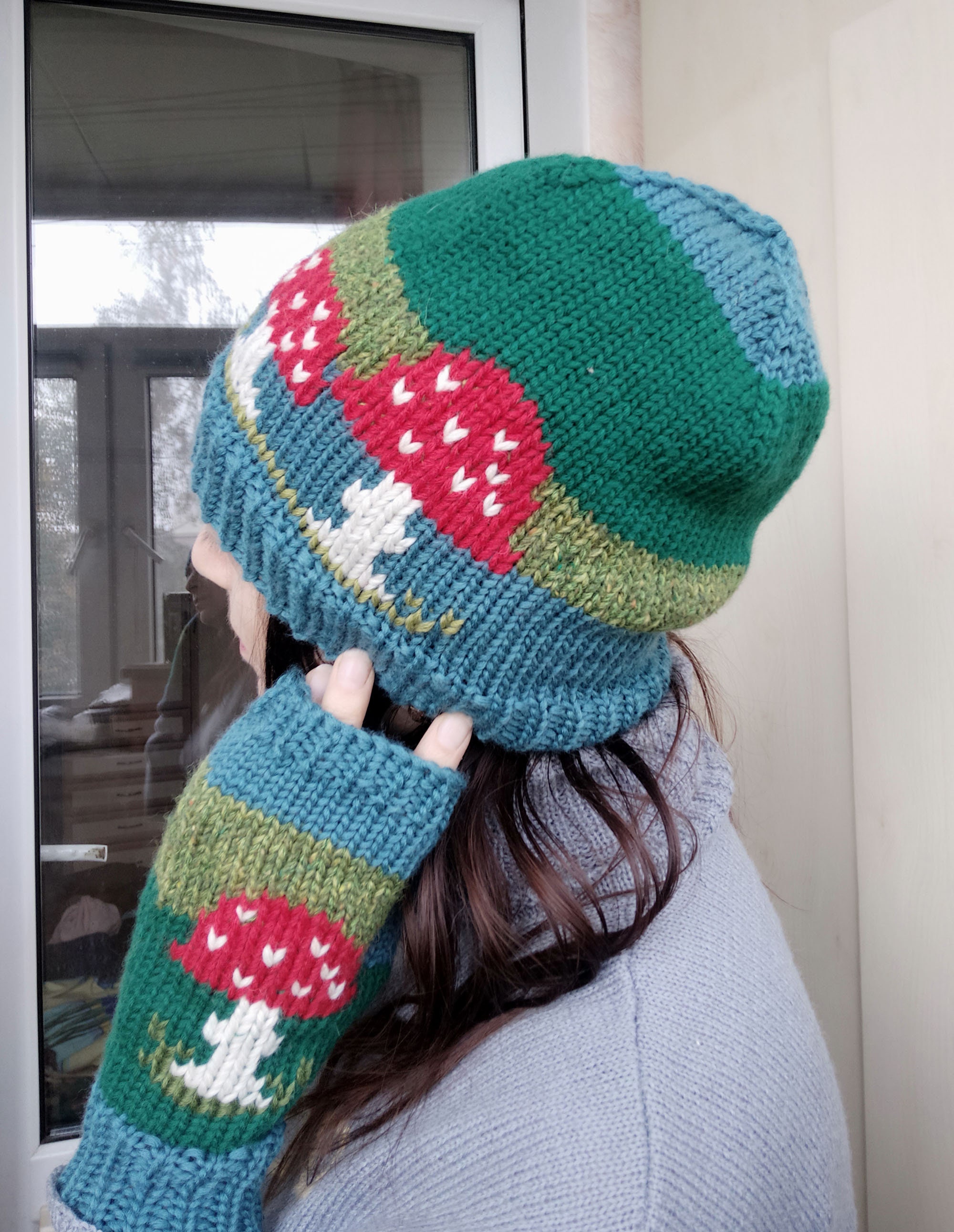 Mushroom Adult Forest Friend Hat & Mittens, Amanita Muscaria Fly Agaric ...