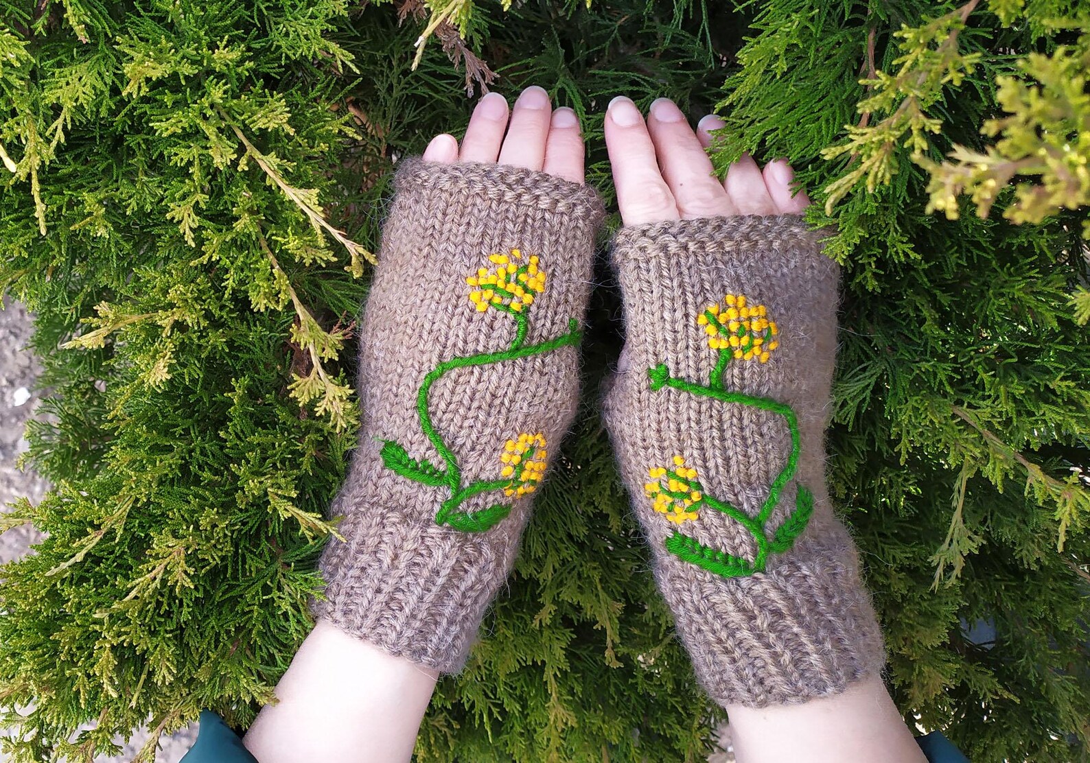 Embroidered Fingerless Women Mittens, Fingerless Gloves, Fingerless ...