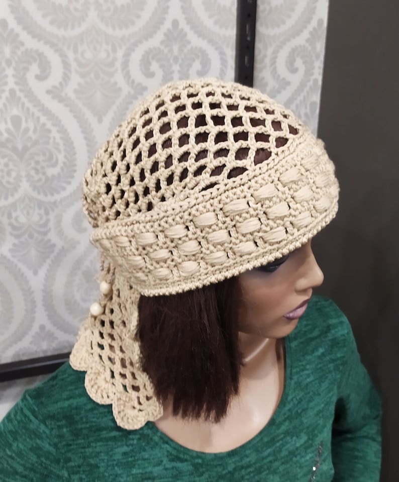 Crochet Women Summer Hat, Crochet Summer Hat With Ties, Handmade ...