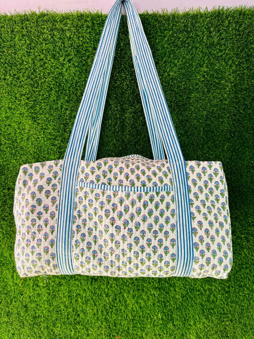 Large Cotton Weekend Duffle Bags Quilted Fabric Women's Travel Bag ...