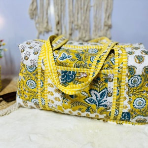 Large Cotton Weekend Duffle Bags | Quilted Fabric Women's Travel Bag ...