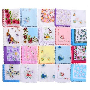 100% Cotton Ladies Handkerchiefs Boho Vintage Floral Reusable Washable ...