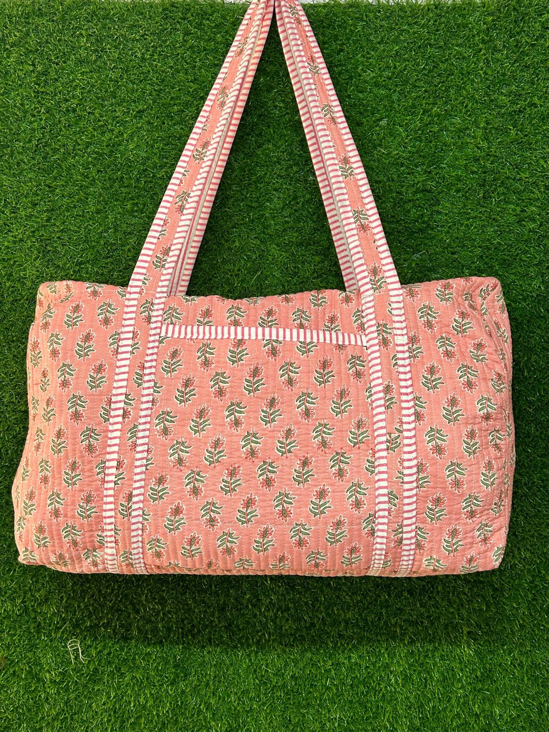 Women's Large Cotton Duffel Bag Handmade Quilted Weekender Bag Floral ...