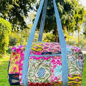 Large Cotton Weekend Duffle Bags Quilted Fabric Women's Travel Bag ...