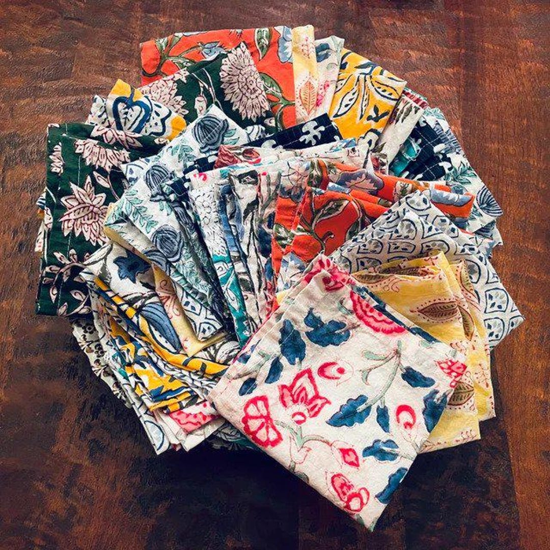 Cotton Handkerchief Set, Indian Block Prints, Reusable Hankies - Etsy