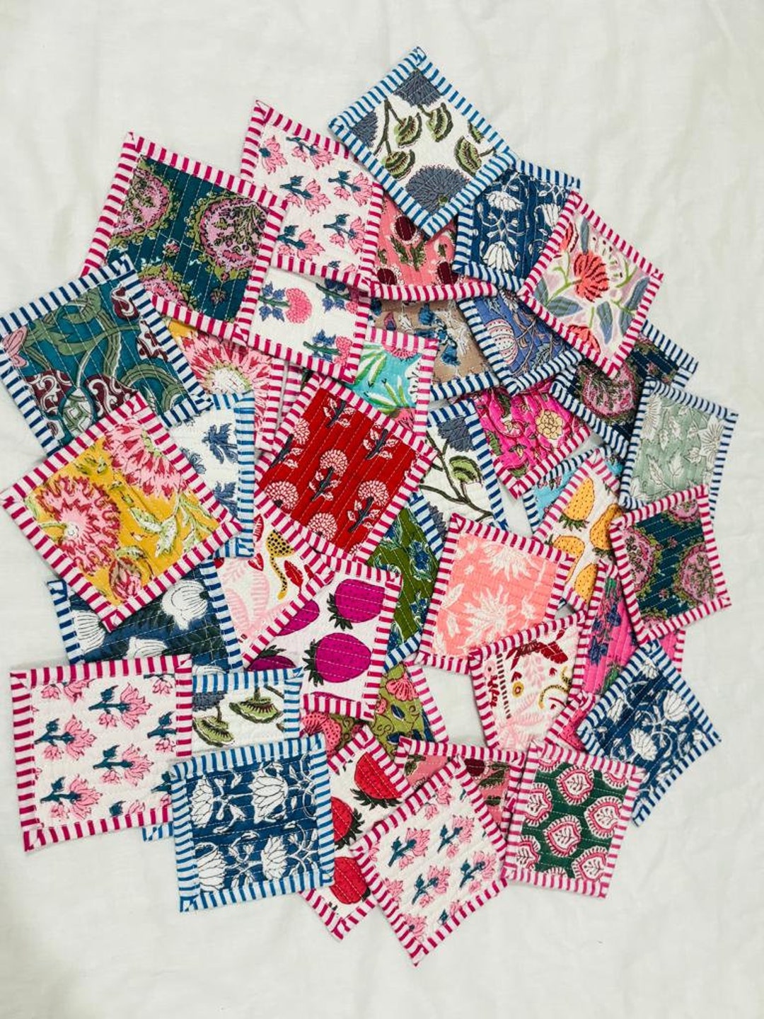 Custom Made Floral Cotton Tea Coasters Colorful Cotton Coasters ...