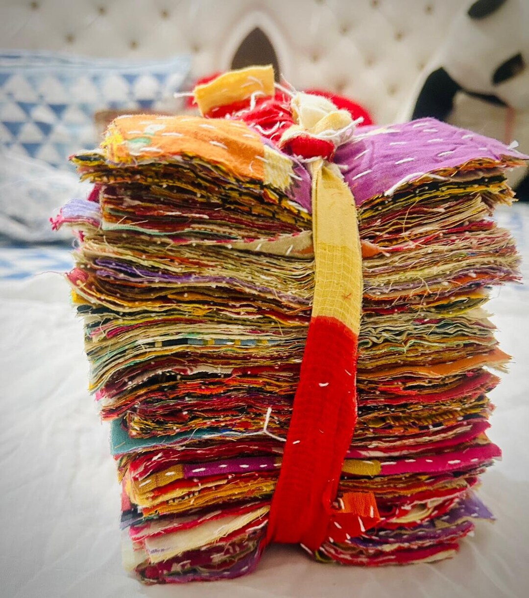 Vintage Kantha Fabric Squares: Colorful Indian Sari Quilting Bundle - Etsy