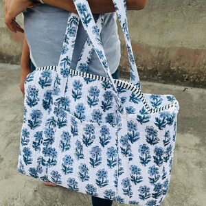 Large Cotton Weekend Duffle Bags | Quilted Fabric Women's Travel Bag ...