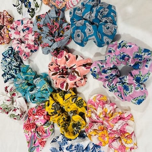 Bohemian Vintage Block-print Fabric Scrunchies Unique Gifts Handmade ...